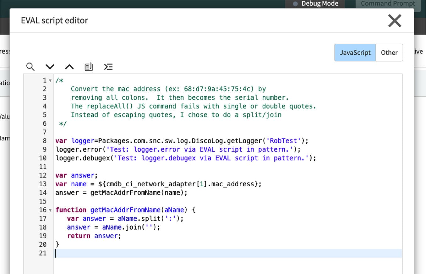 Invoking Javascript in Pattern Steps