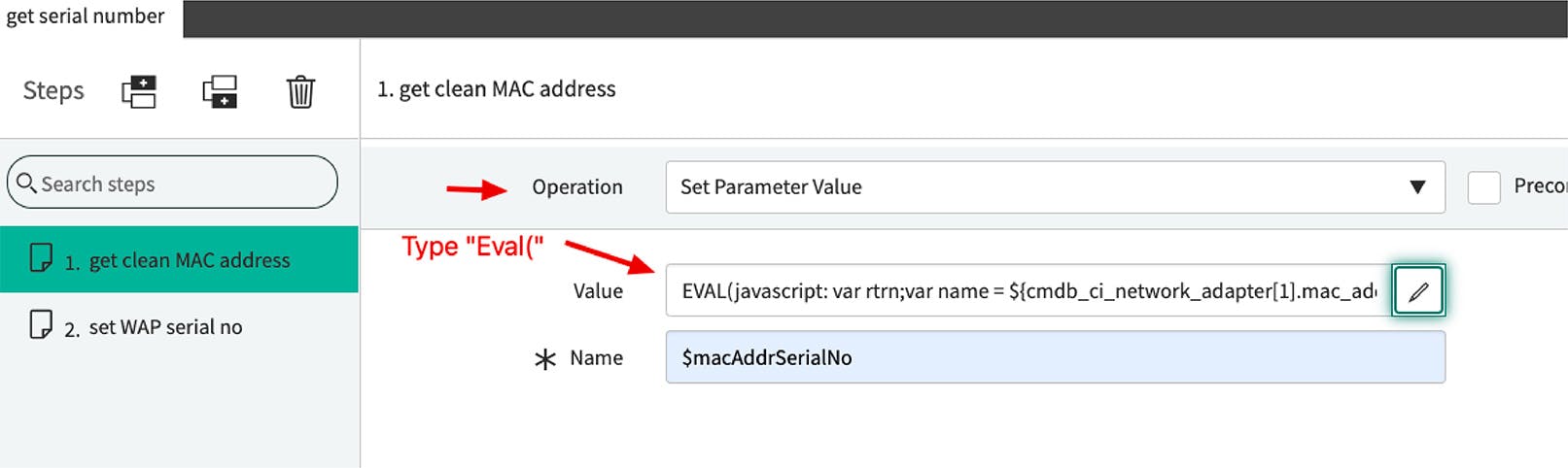Invoking Javascript in Pattern Steps