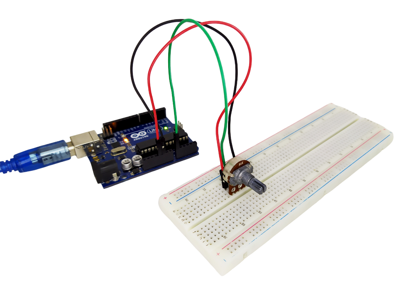 Voltaat Learn - Measure the potentiometer values with Arduino