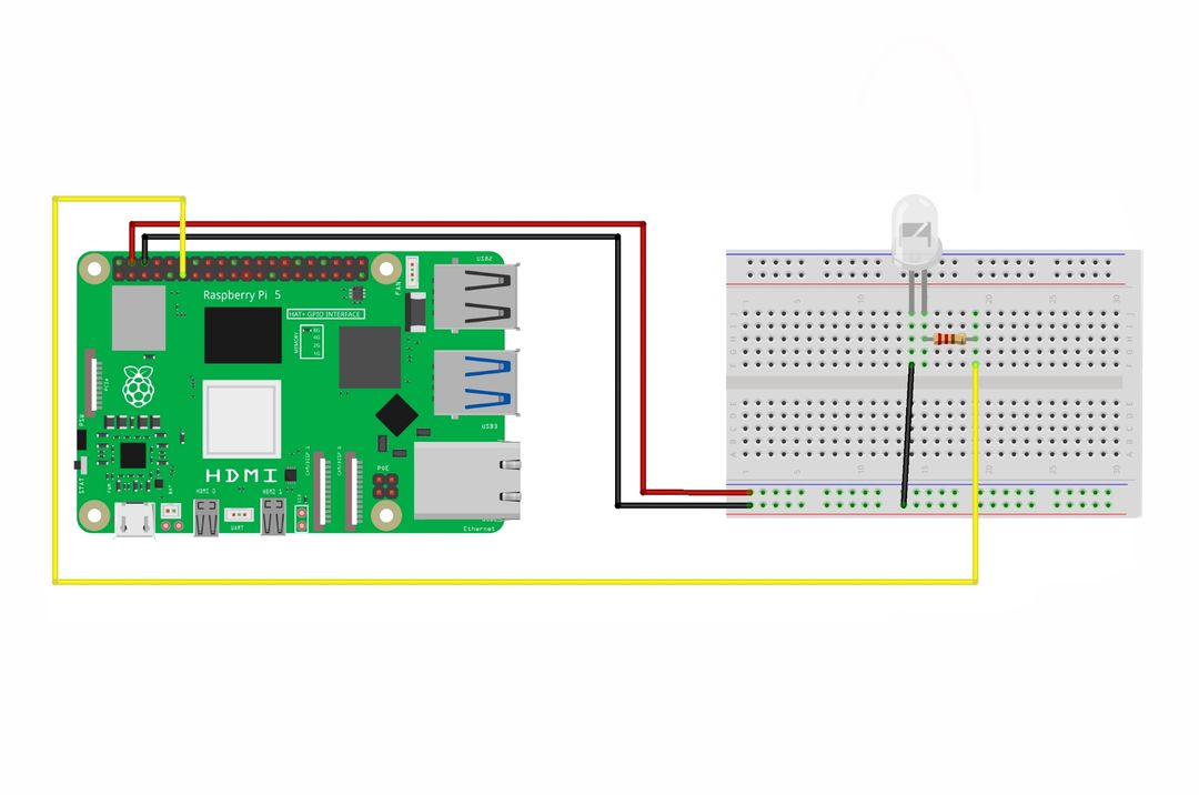 Voltaat Learn - Blinking led with raspberry pi 5!
