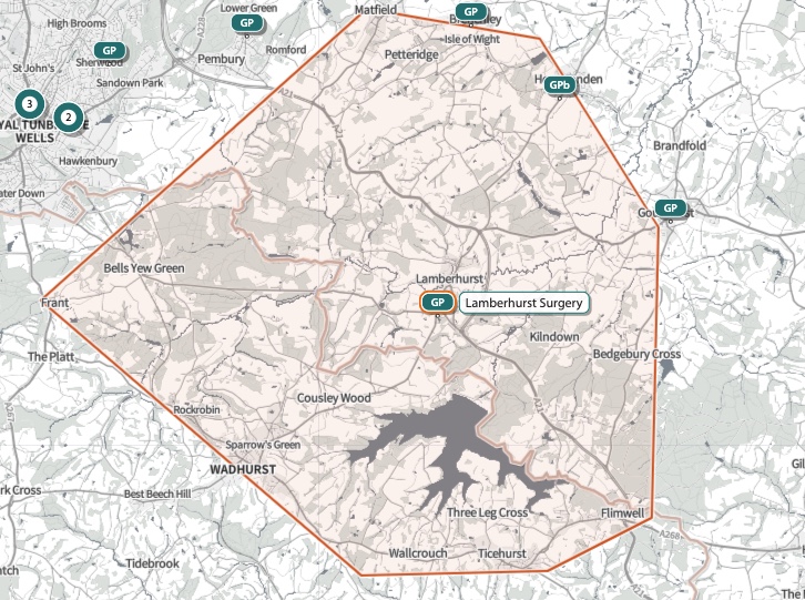 Catchment area - Lamberhurst GP Surgery - Kent NHS GP