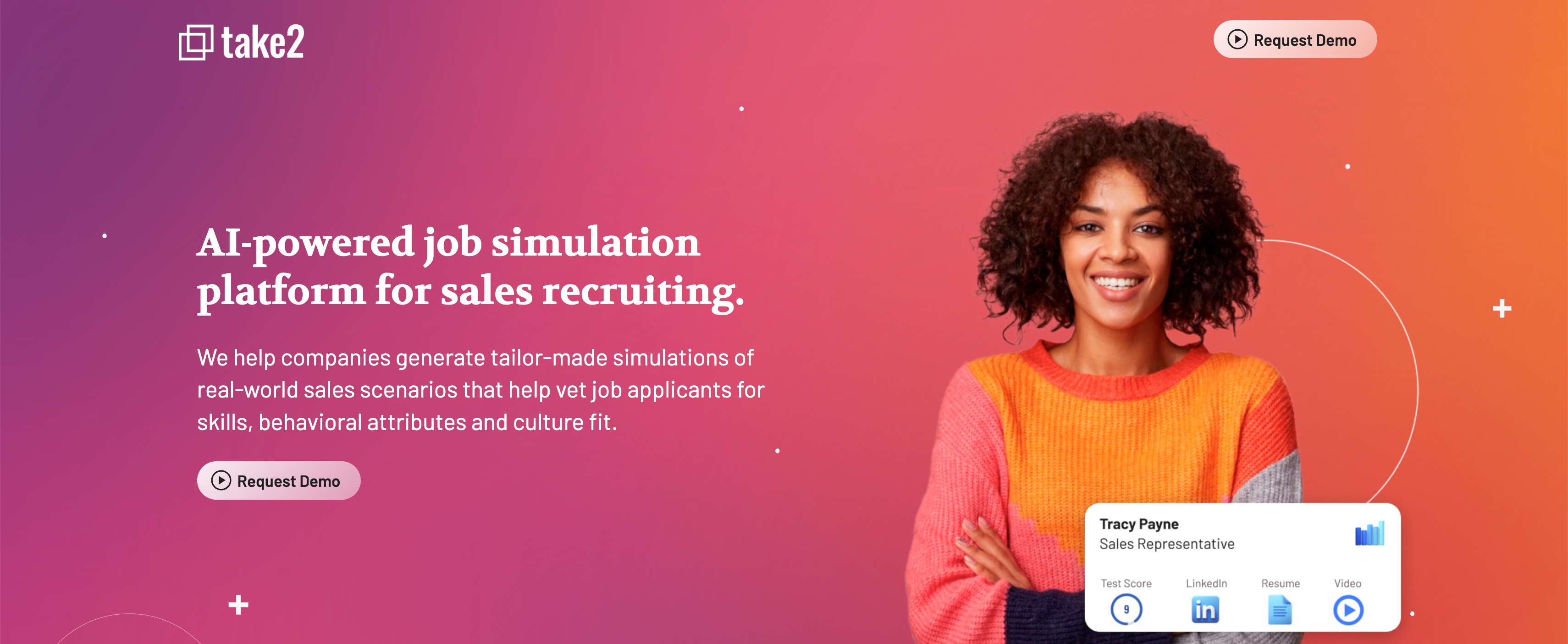 Take2 | AI powered job simulation for sales recruiting.