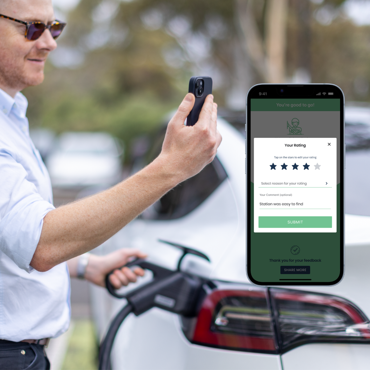 New app feature: Rate your charging experience | Chargefox