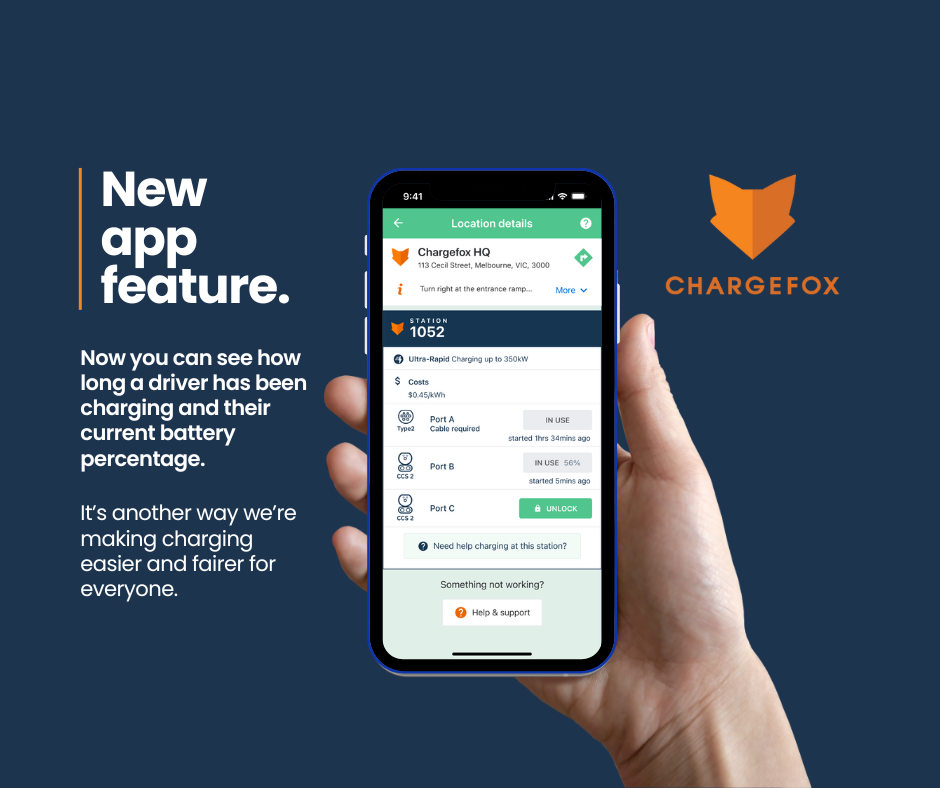 New app features: State of Charge and Charge Time | Chargefox