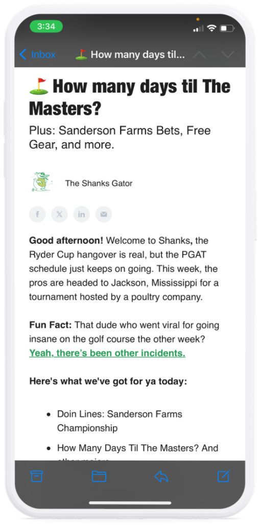 Caddyshanks Golf Newsletter | The Best Golf Email Newsletter