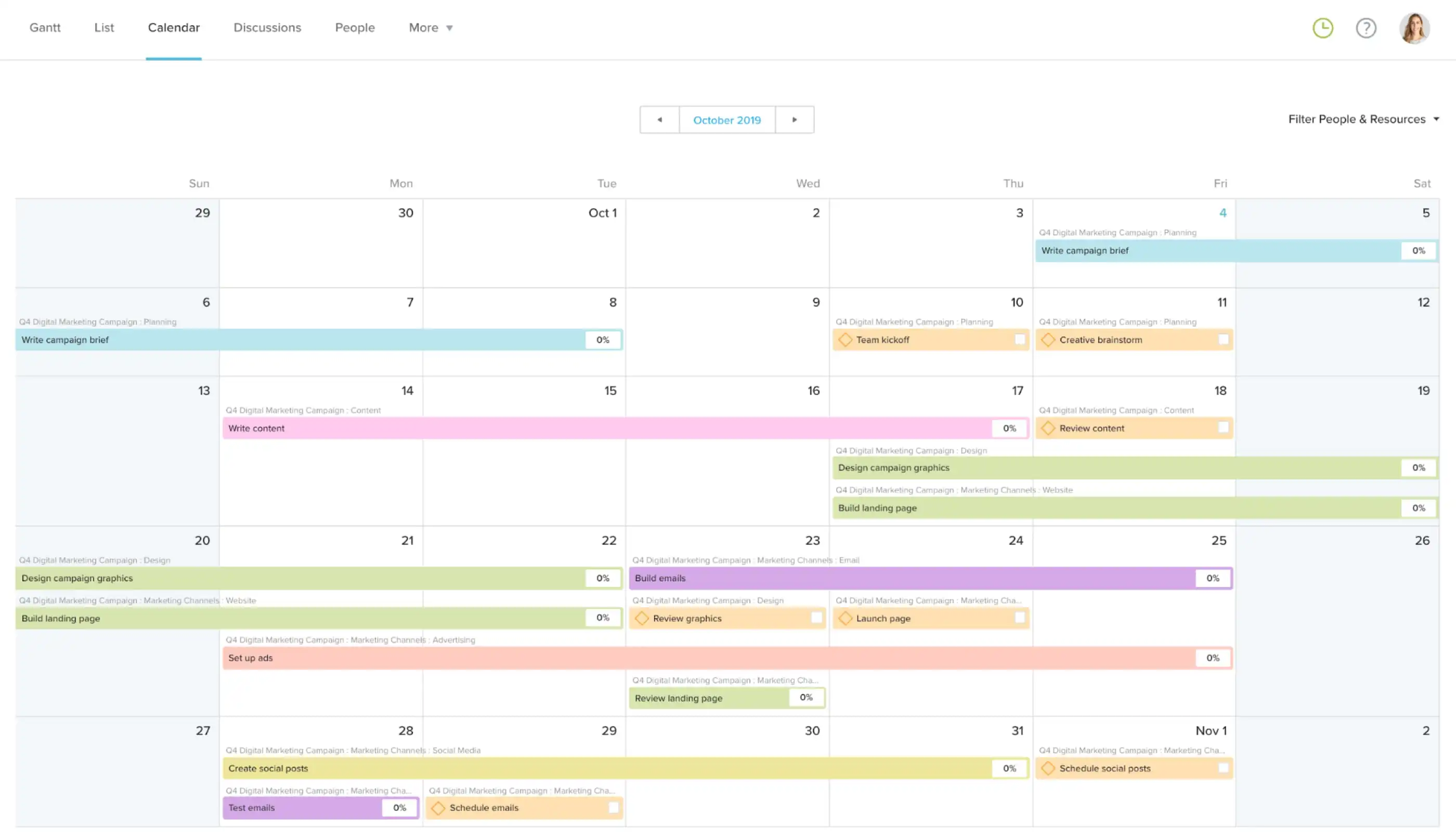 Digital Marketing Campaign Template and Sample | TeamGantt
