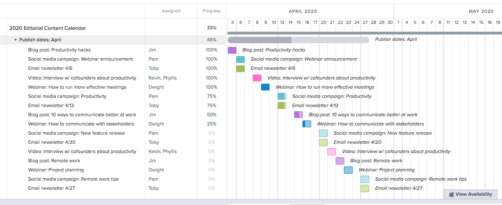 Content Calendar Template & Examples | TeamGantt