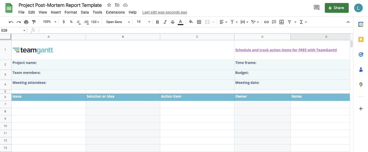 Post-Mortem Meeting & Report Template | TeamGantt