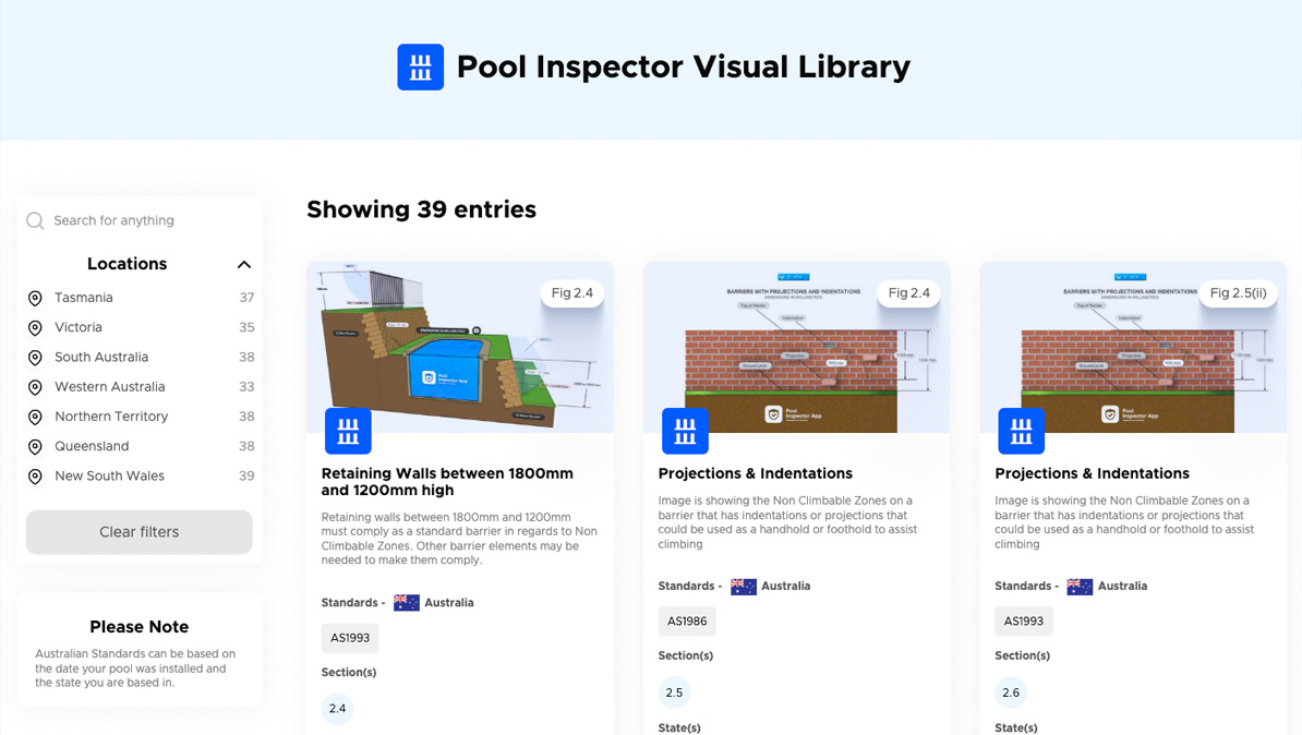 Professional Pool Inspection Visual Library | Pool Inspector App
