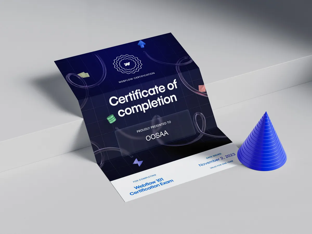 OOSAA成功通过了Webflow的专家认证