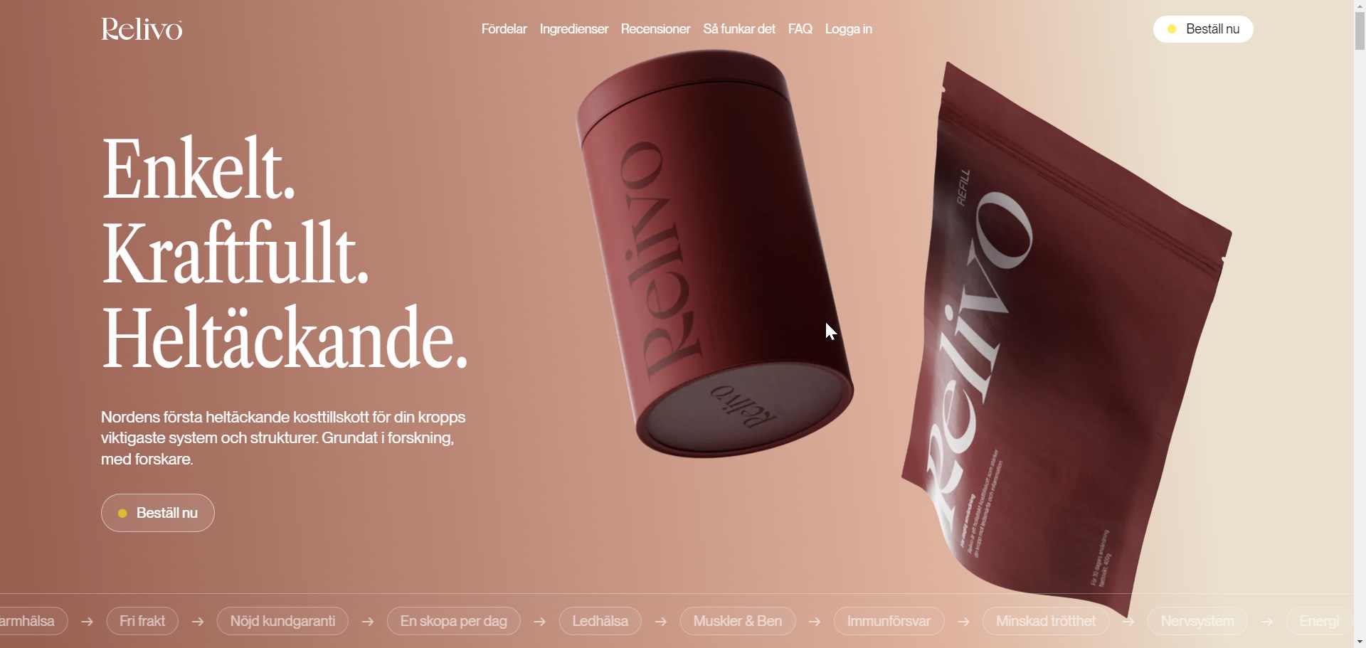 Relivo | Nordens första heltäckande kosttillskott