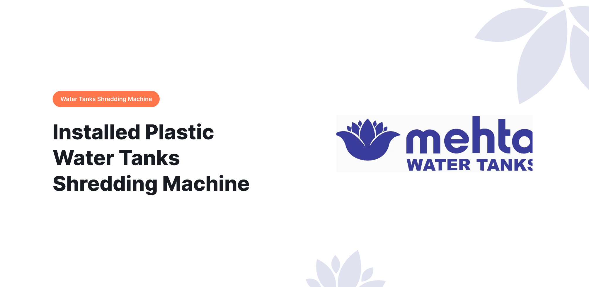 Maxin India Machinery Manufacturers Installed Plastic Water Tanks ...