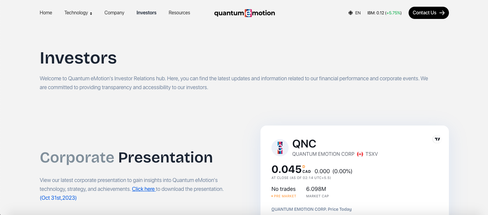 Investors - Quantum eMotion