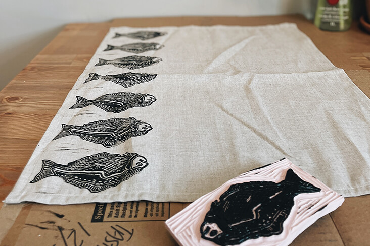 Block Printed Kitchen Towels - Leila Makes