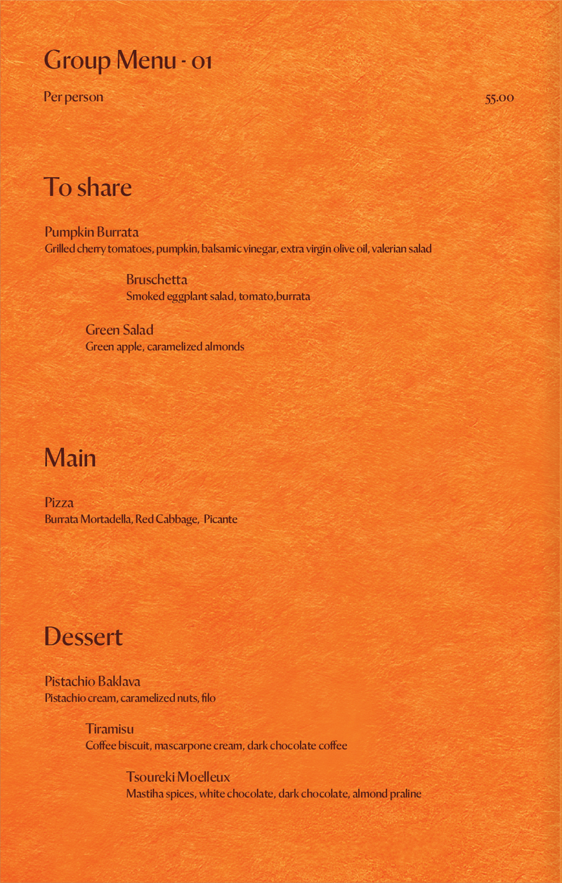 Groups menu - Krusta Amsterdam