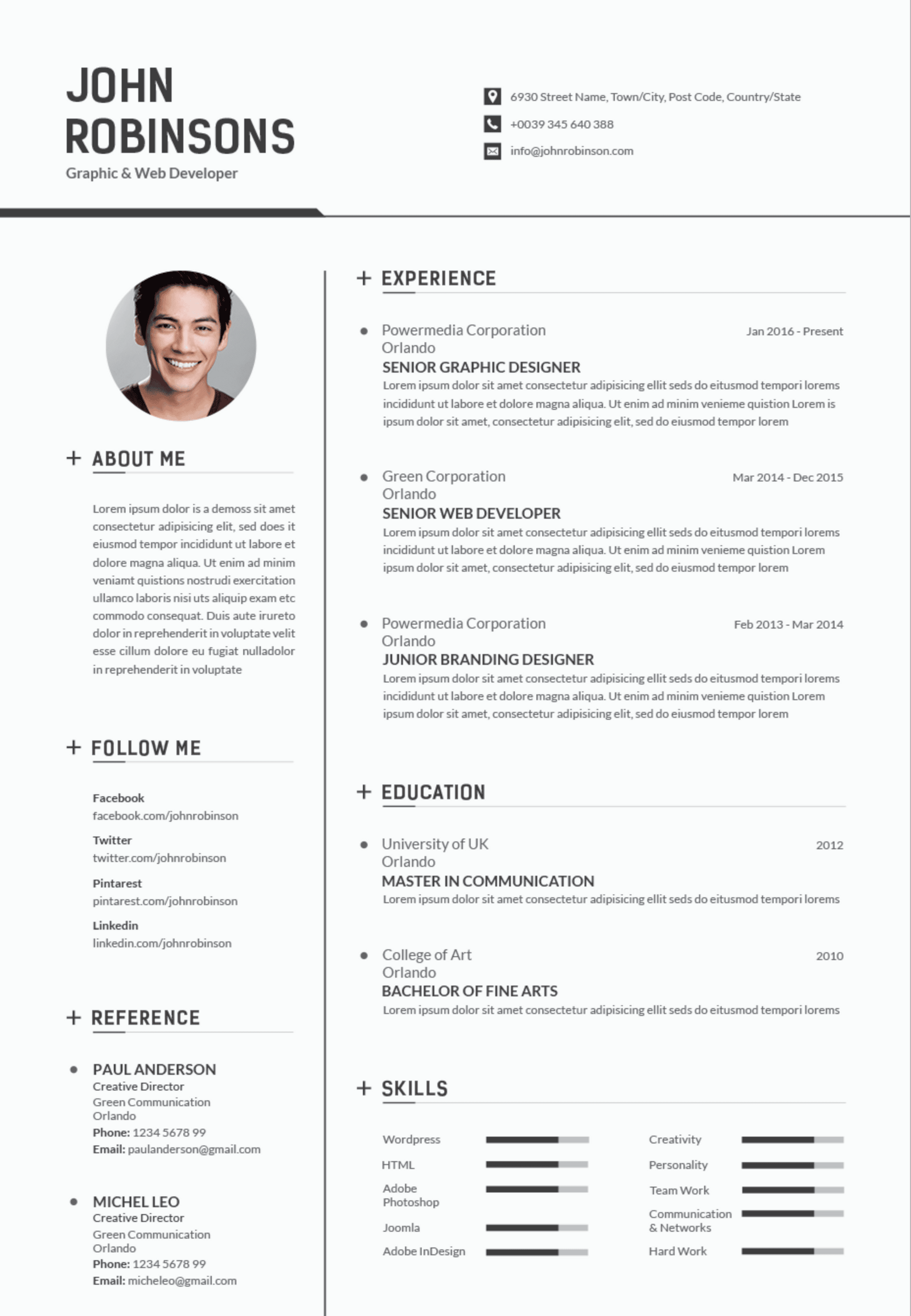 Resume Example - Create your resume using our professional templates