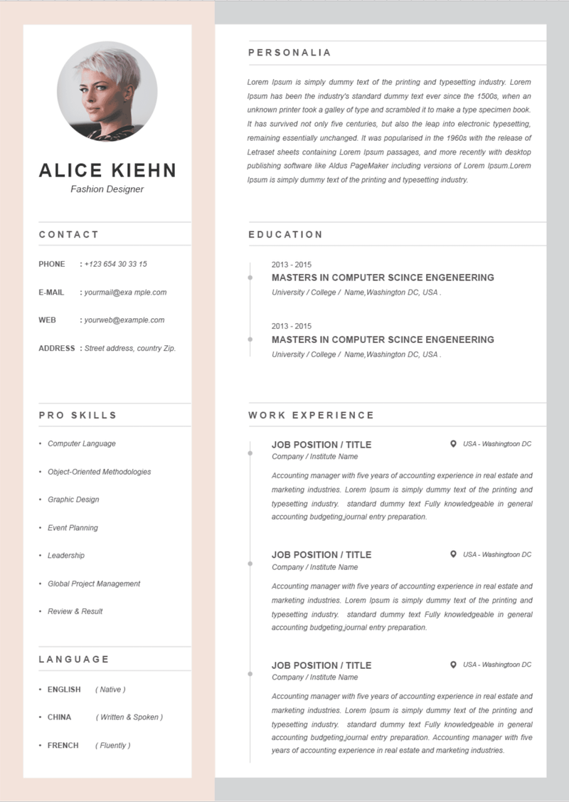 Resume Example - Create your resume using our professional templates