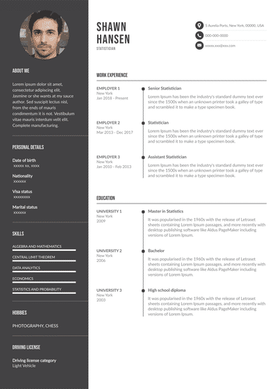 Sample Statistician Resume