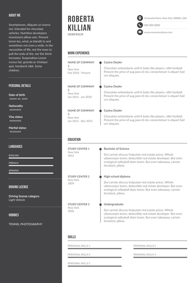 Casino dealer resume | Examples, Templates & Tips