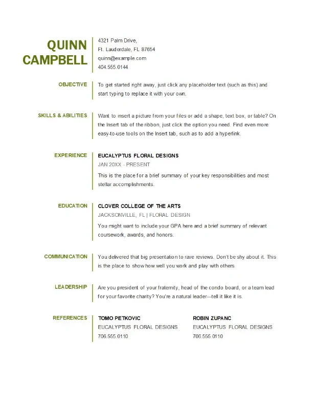 59 Competitive & Free Resume Templates for Microsoft Word