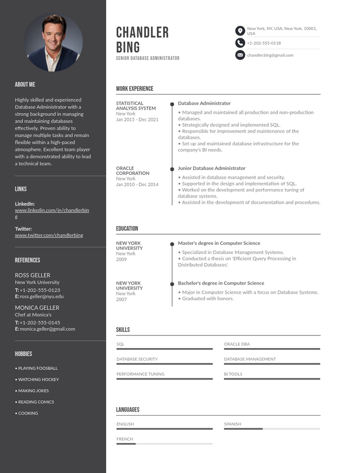 Creating an Effective CV Template for a Senior Database Administrator ...