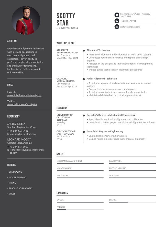 Creating an Effective CV Template for Alignment Technician Positions