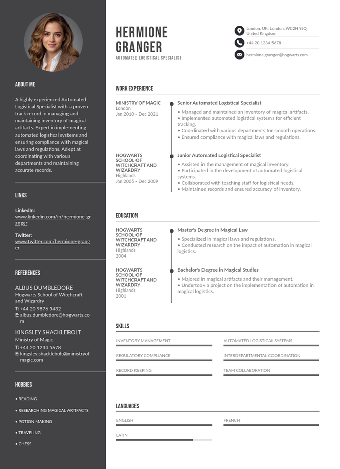 Creating an Effective CV for an Automated Logistical Specialist: Guide ...