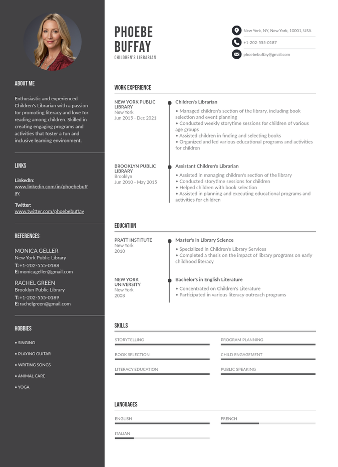 Children Librarian Resume Examples: Free Best Guide & Tips for 2024