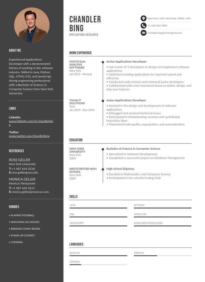 Creating an Effective CV Template for Applications Developer Roles