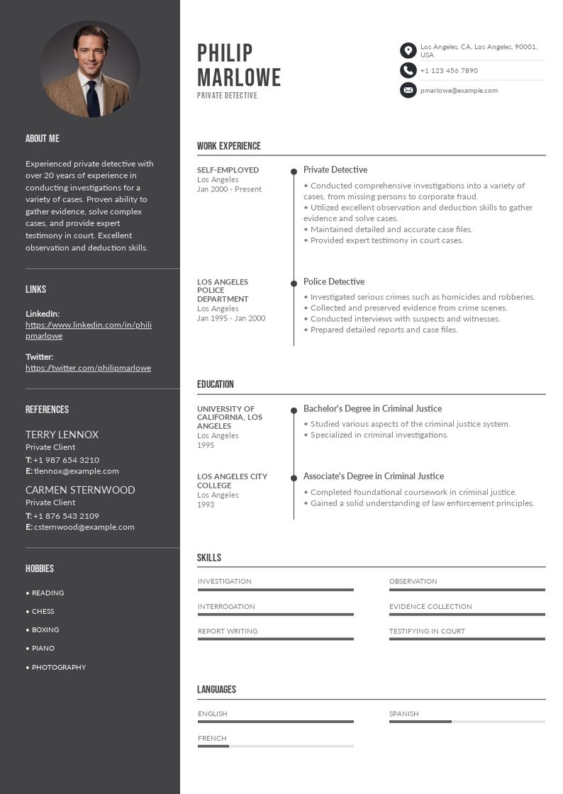 Detective Resume Examples: Free, Best Tips & Sample Guide for 2024