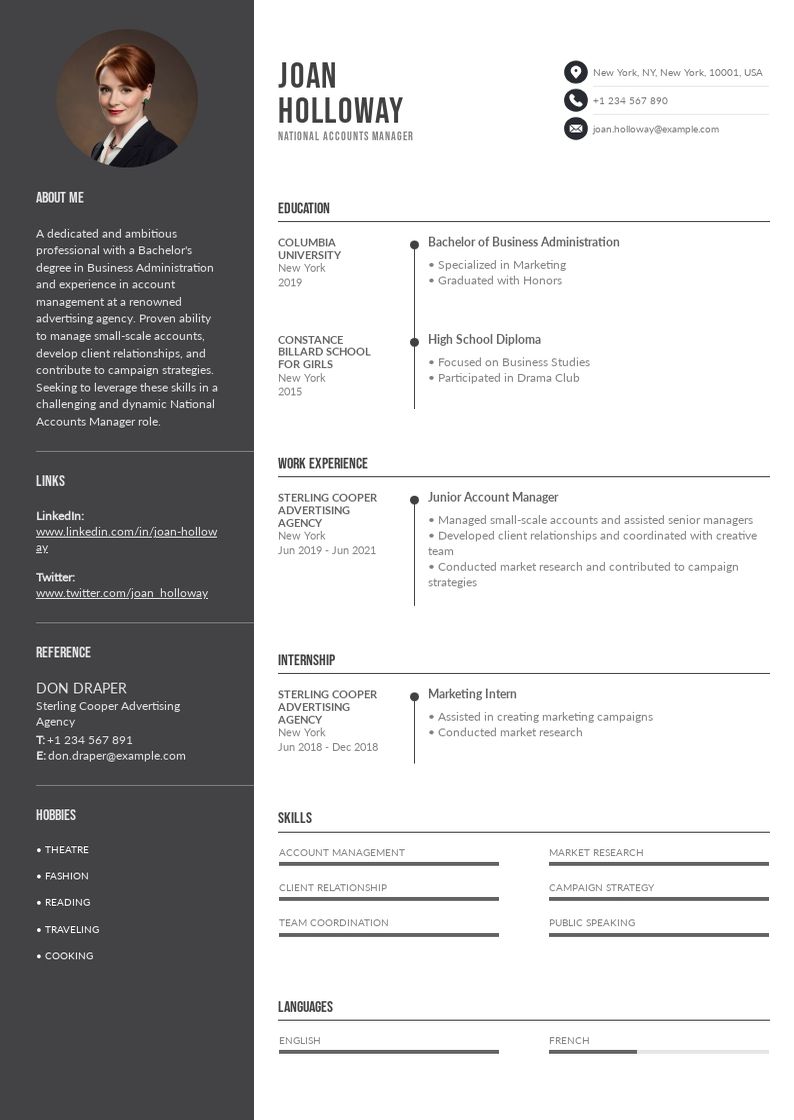 Creating Your First CV for an Entry-Level National Accounts Manager ...