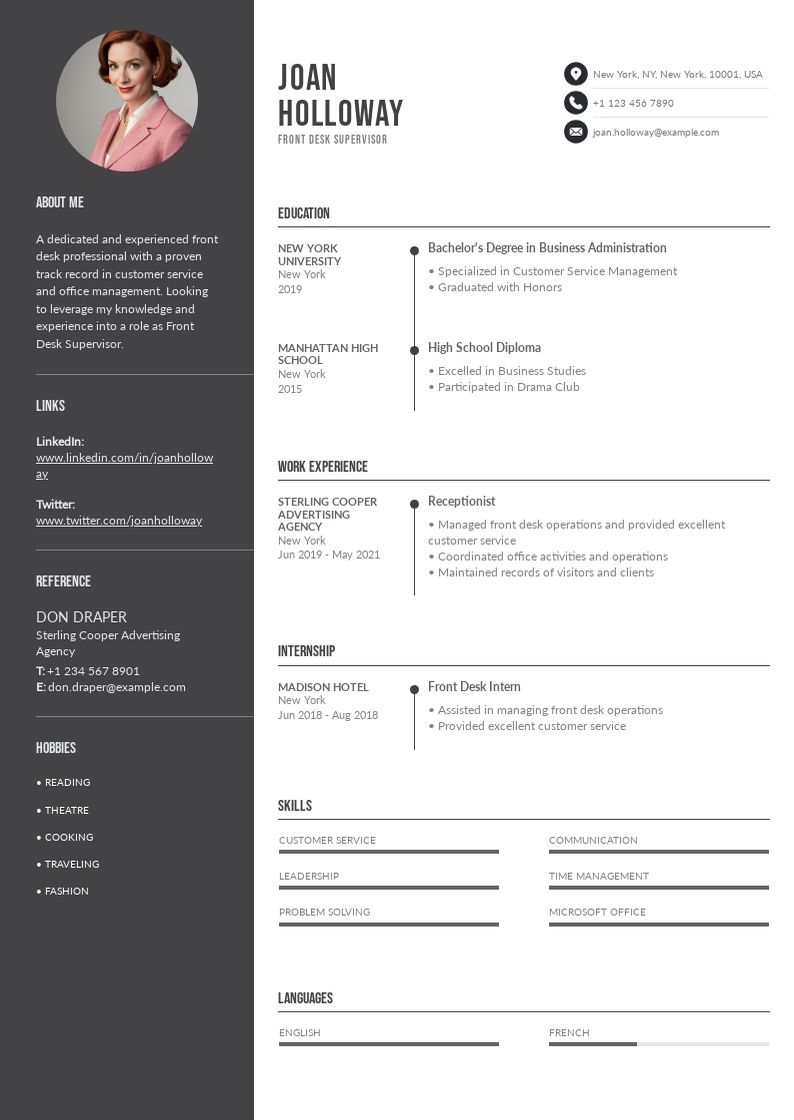 Creating Your Entry-Level Front Desk Supervisor CV: A Comprehensive ...