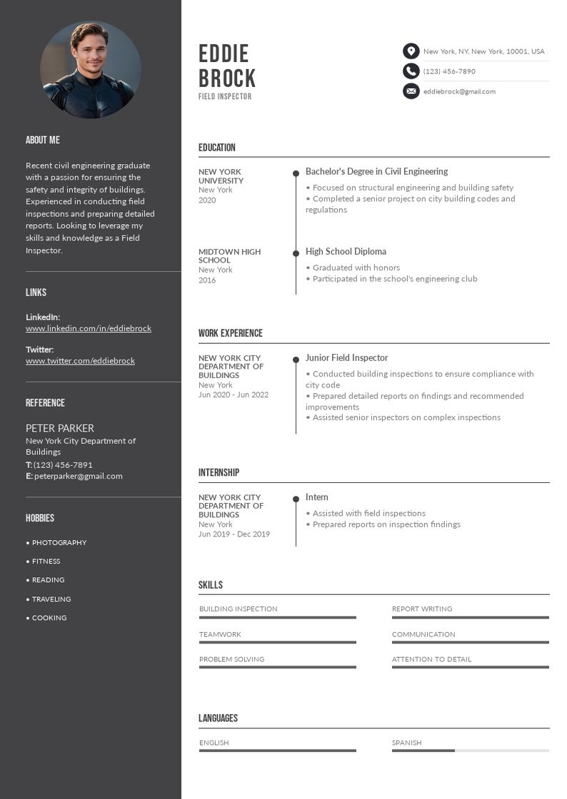 Creating a Stellar CV for Entry-Level Field Inspector: Template and Guide