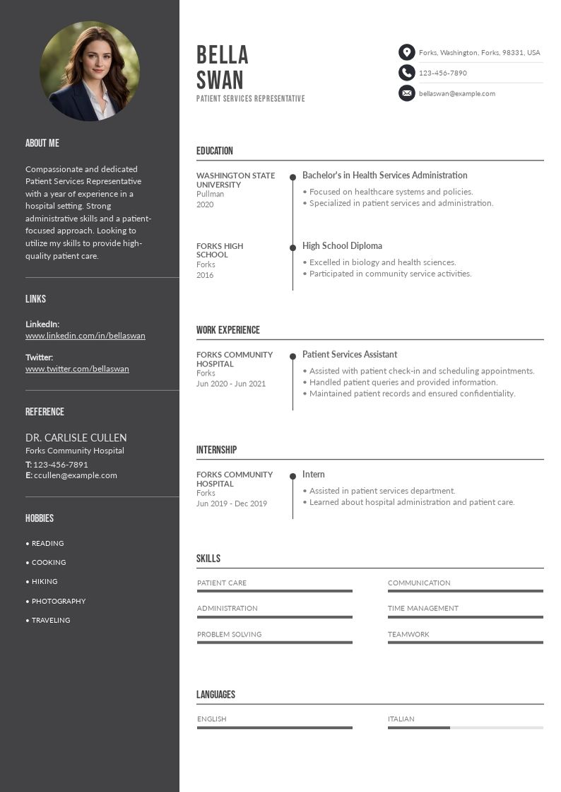 Creating an Effective CV for an Entry-Level Patient Services Representative