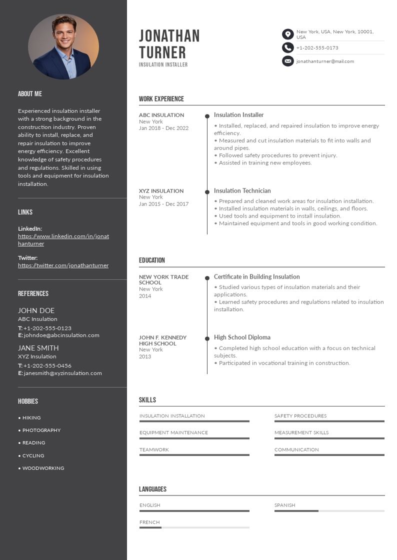 Insulation Installer Resume Examples: Free Best Guide for 2024
