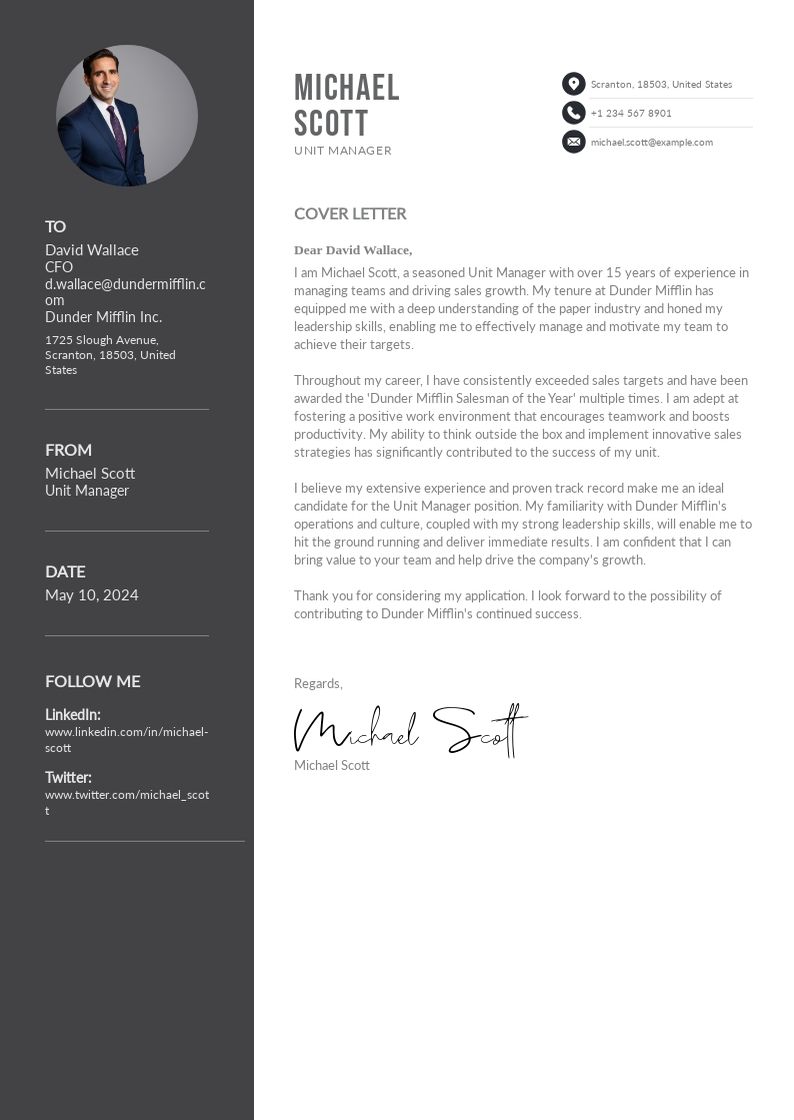 Unit Manager Cover Letter Templates & Comprehensive Guide