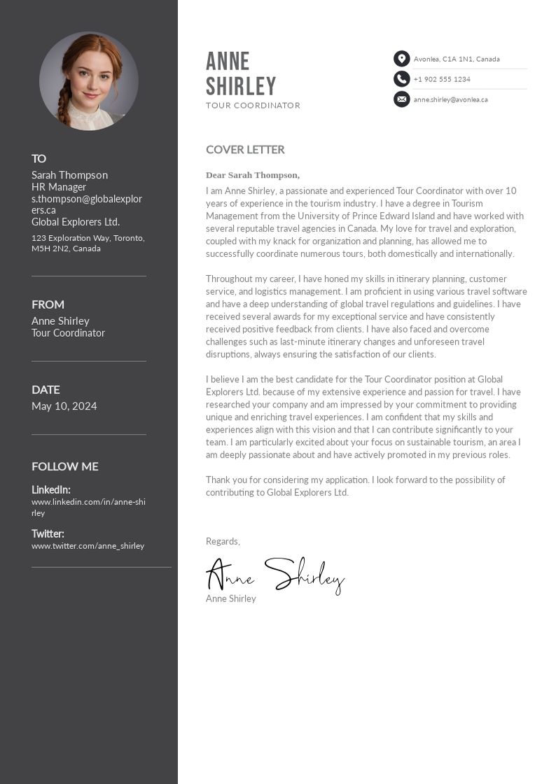 Tour Coordinator Cover Letter Templates and Comprehensive Guide