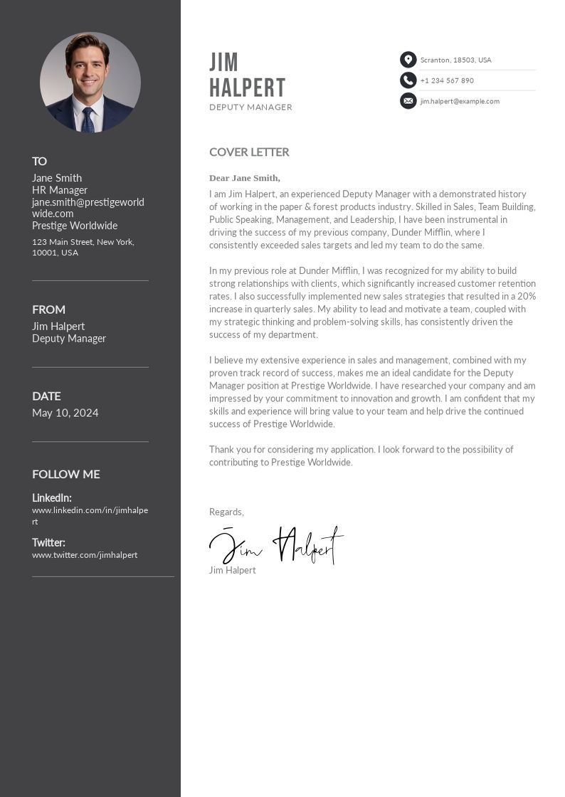 Deputy Manager Cover Letter Templates & Comprehensive Guide