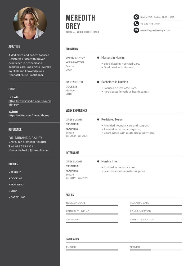 Entry-level Neonatal Nurse Practitioner Resume Examples: Free Best ...