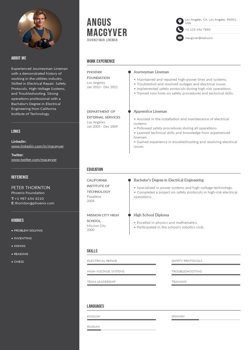 Journeyman Lineman Resume Examples: Free Best Sample Guide & Tips for 2024