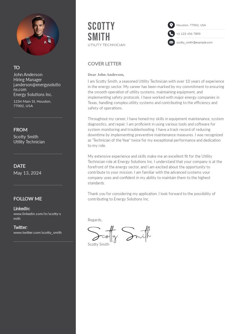 Utility Technician Cover Letter Templates & Comprehensive Guide