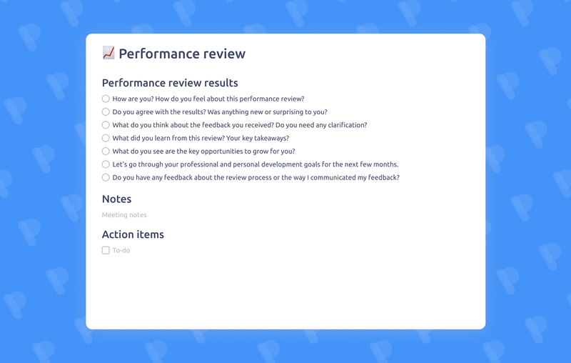 Performance review meeting template