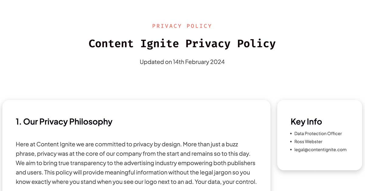 Content Ignite Privacy Policy: Commitment to Data Protection & Transparency