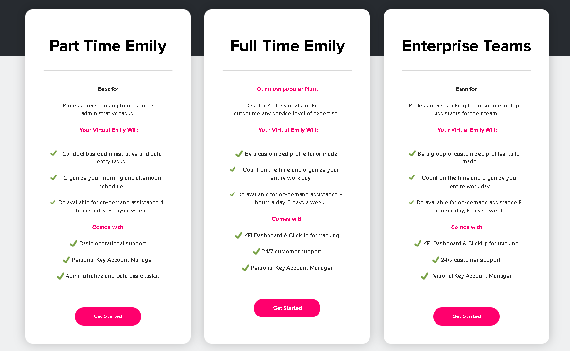 Virtual Emily pricing: How much do they charge clients