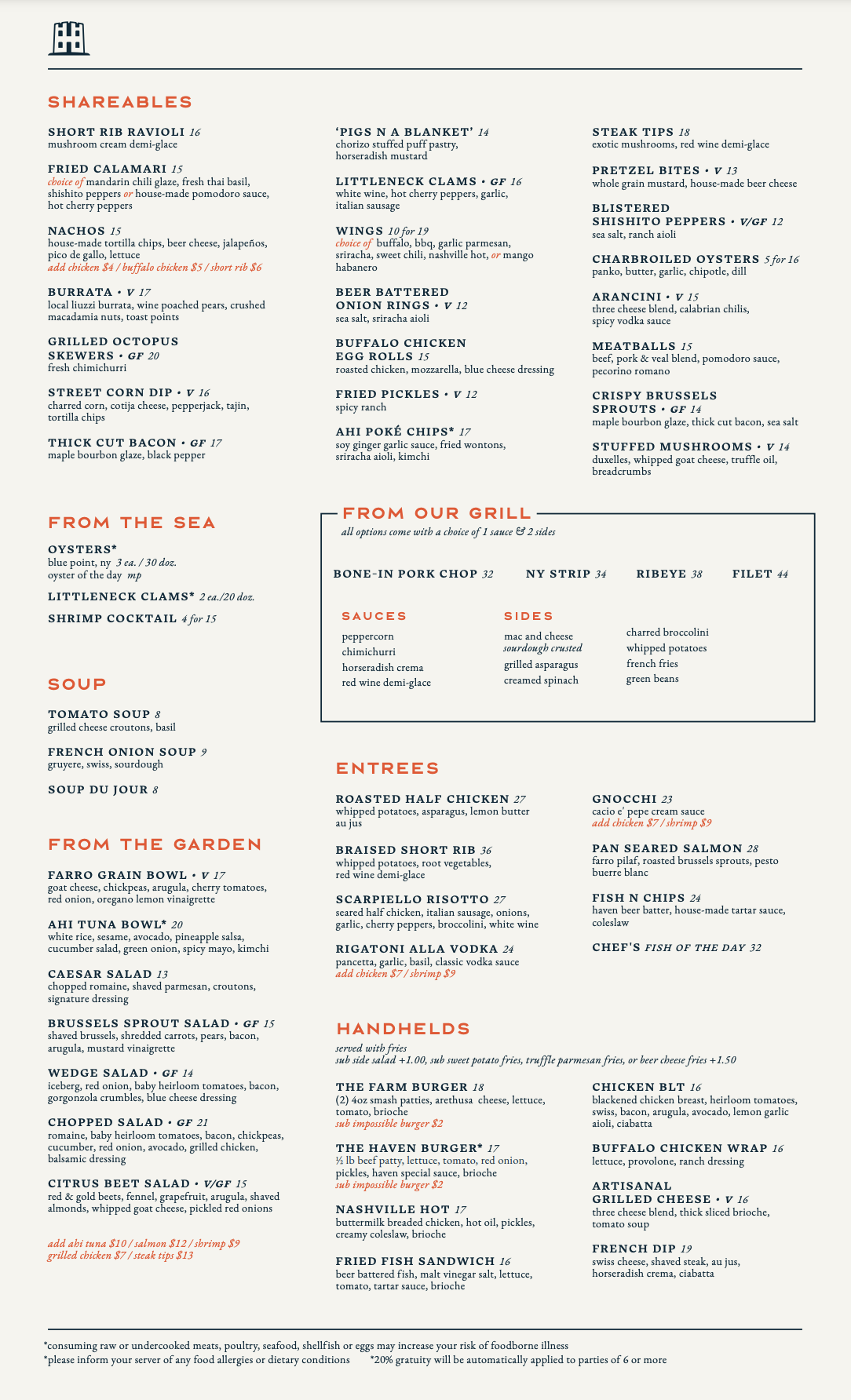 Menus | Haven Beer Company | Hamden, CT | Beer, Cocktails, & Food