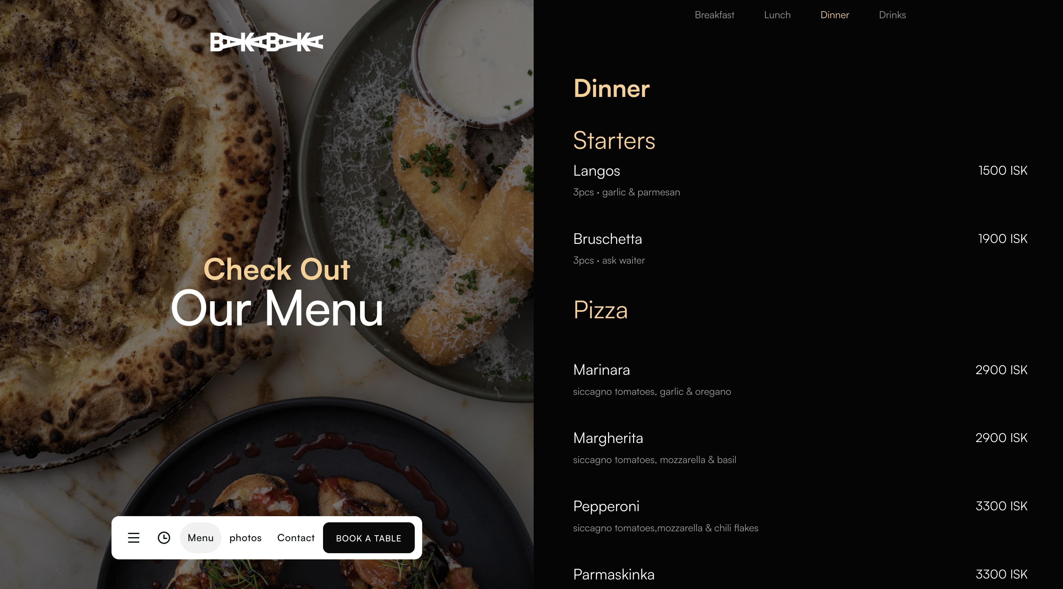 Explore BakaBaka's Delicious Menu: Bakery Delights by Day, Stone-Baked ...