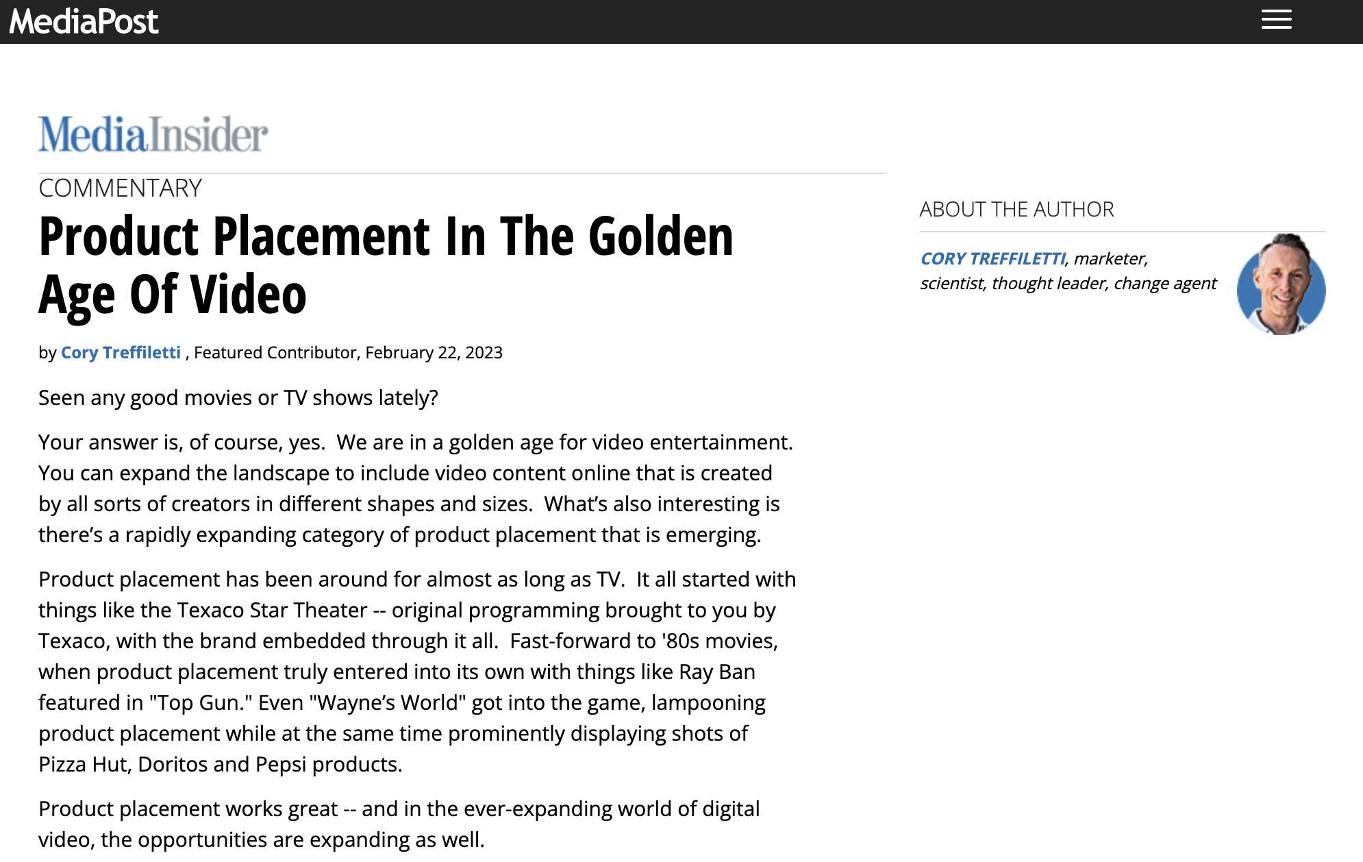 Rembrand Blog | MediaPost: Product Placement In The Golden Age Of Video