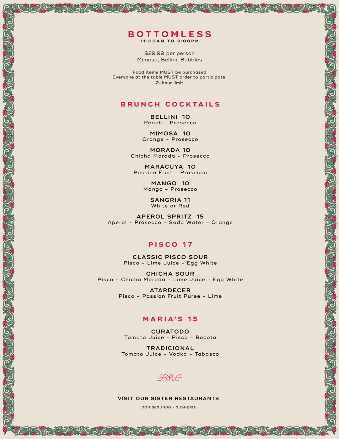 Menu I El Secreto de Rosita