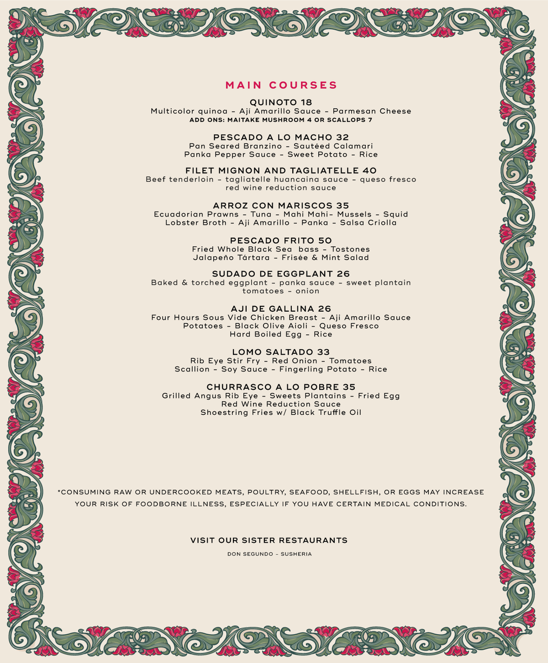 Menu I El Secreto de Rosita