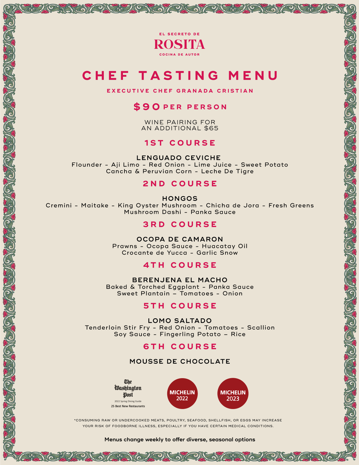 Menu I El Secreto de Rosita